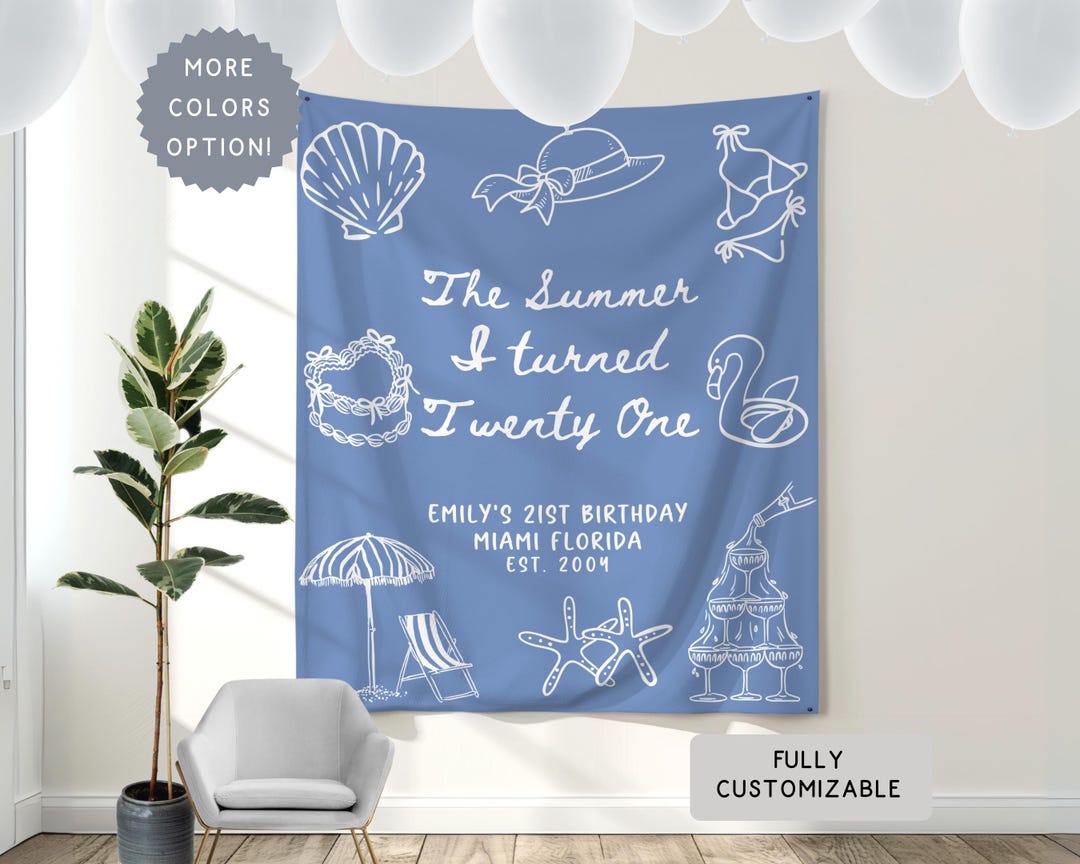 Custom 21st Beach Birthday Banner Sign, Personalized the Summer I ...