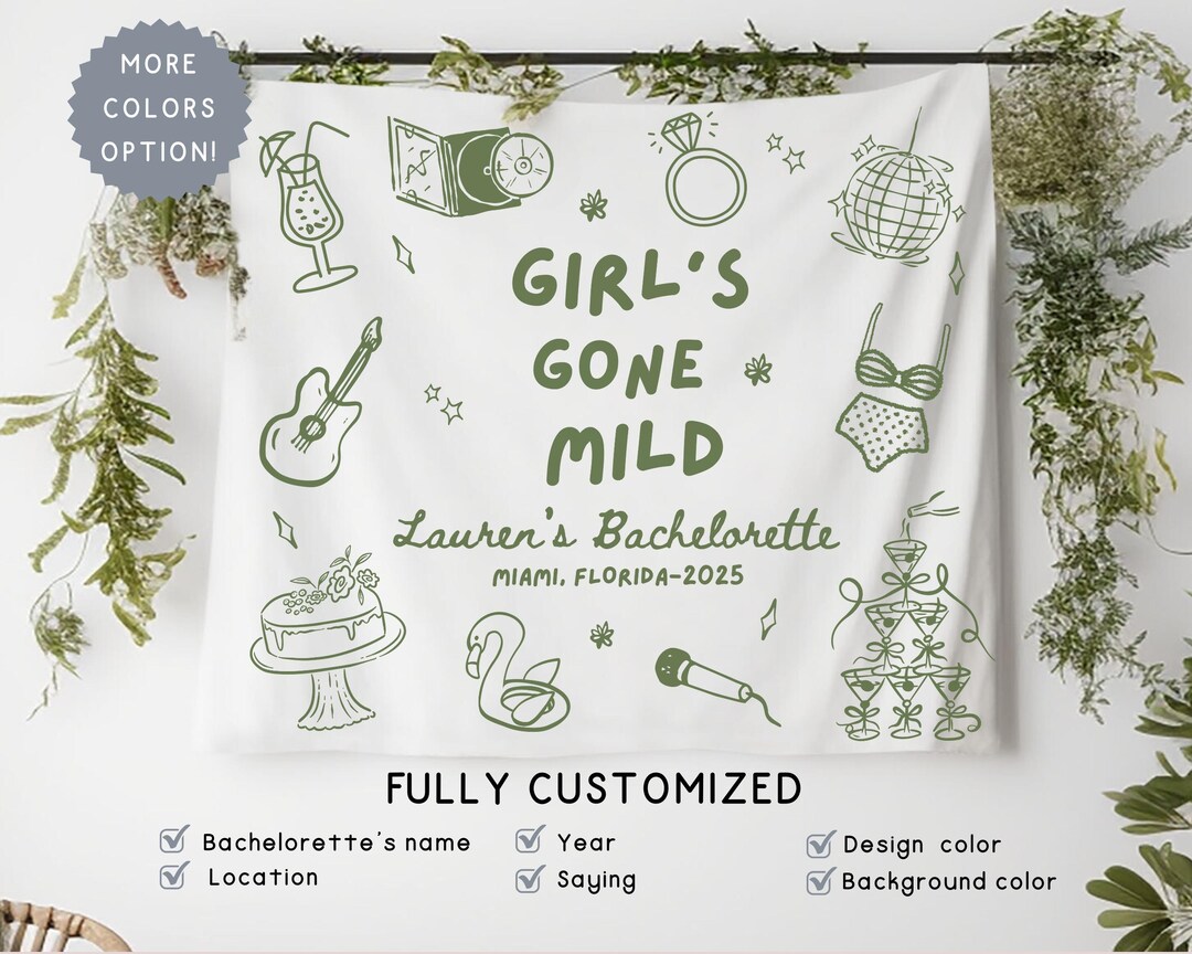 Personalized Girls Gone Mild Bachelorette Banner Sign, Custom Beach ...
