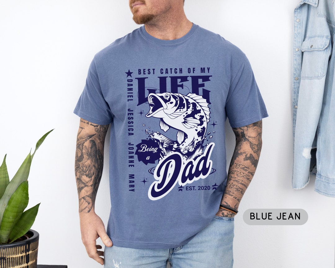 Custom Fishing Dad Kids Names Comfort Color Shirt Gift for Dady ...