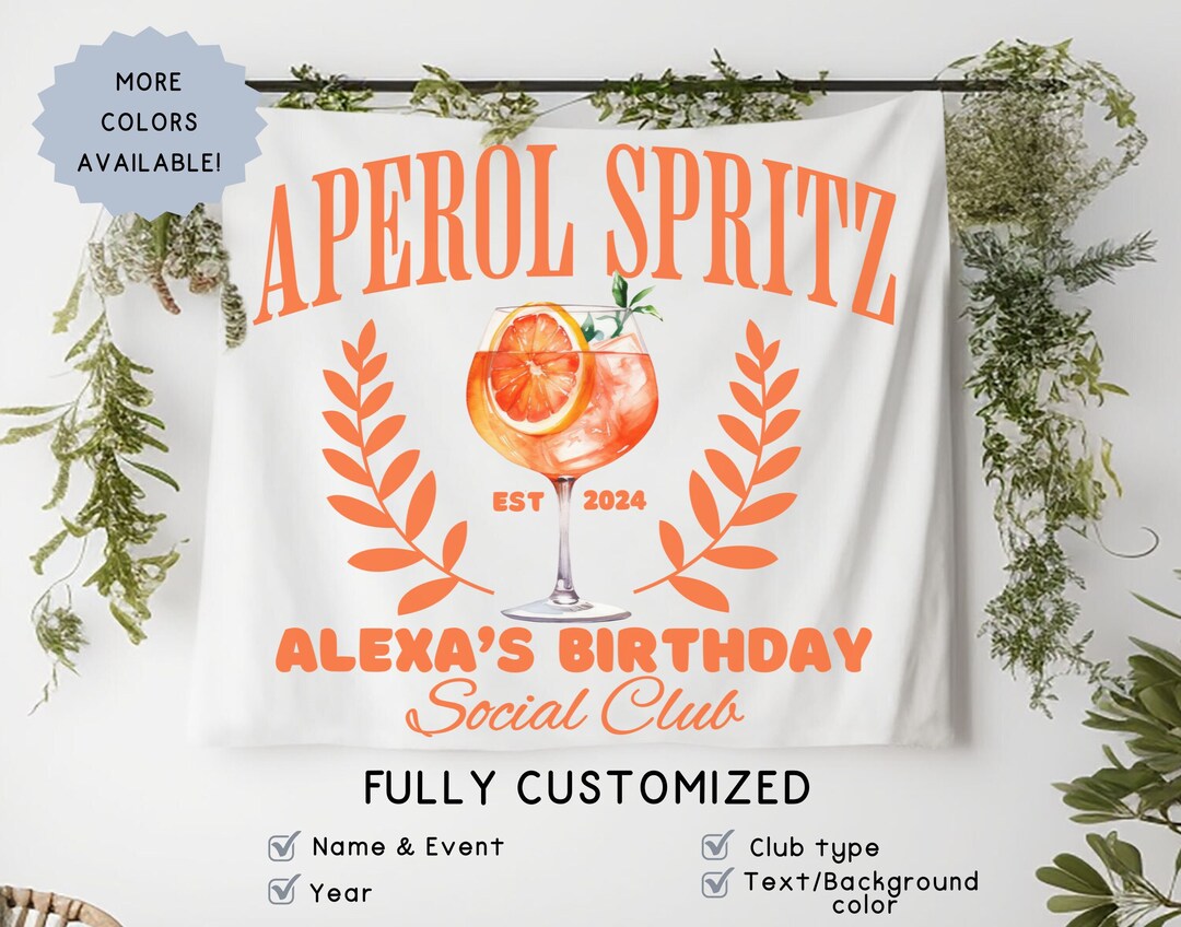 Custom Tapestry Aperol Spritz Social Club Wall Print Decorations ...