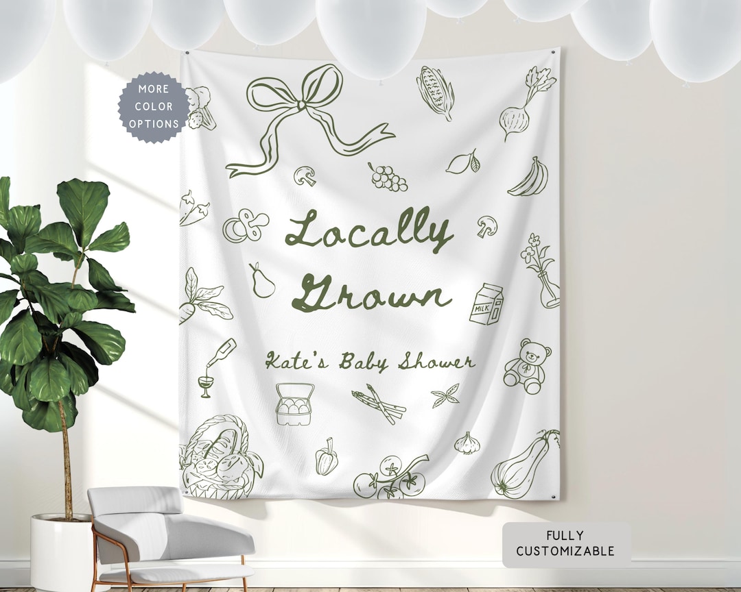 Custom Locally Grown Baby Shower Banner, Minimalist Fresh off the ...