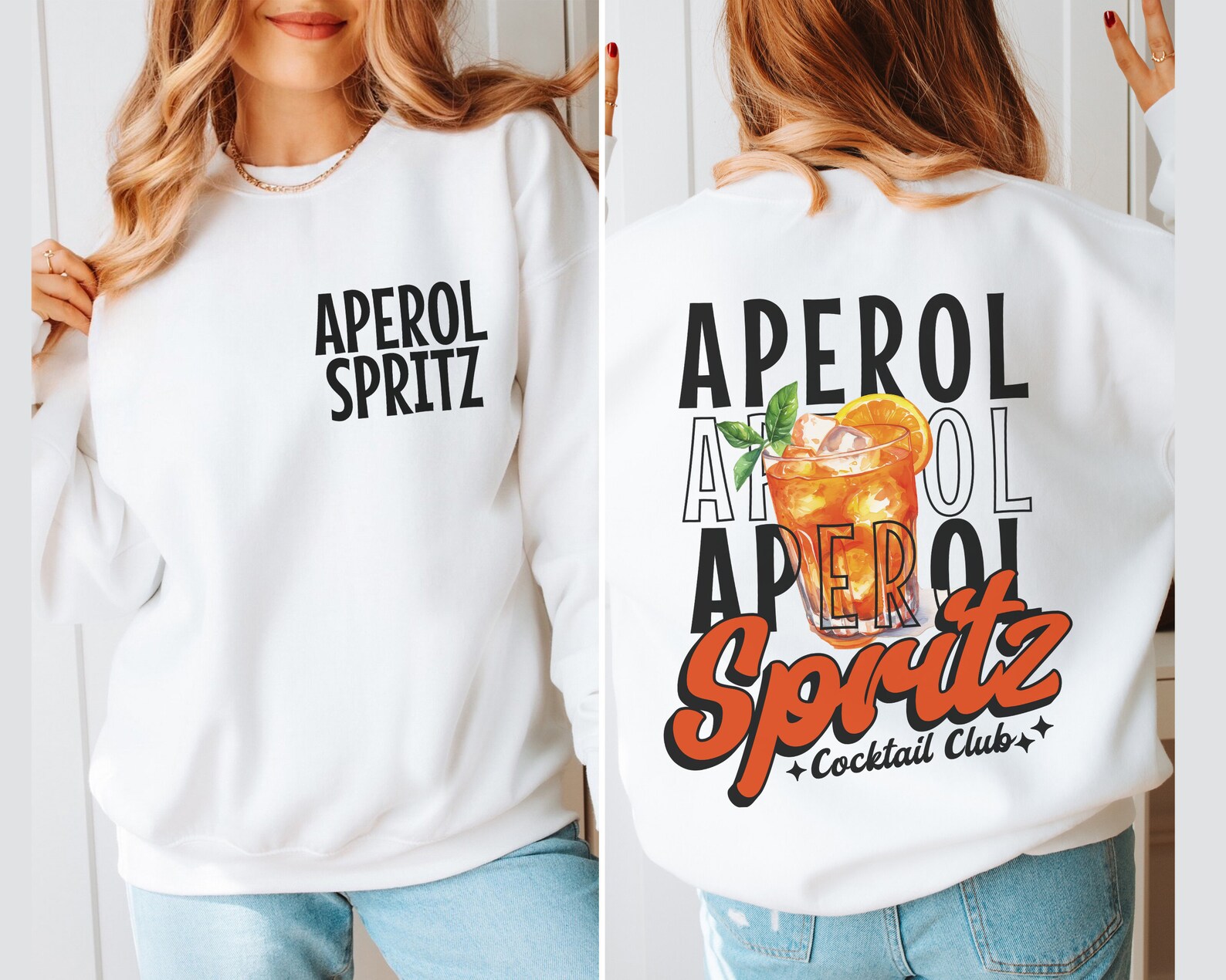 Aperol Spritz Social Club Signature Cocktail Sweatshirt, BFF Girls ...