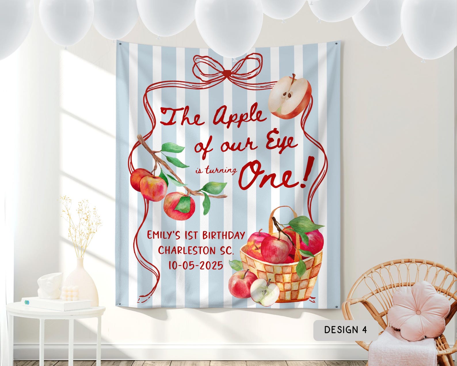 Personalized the Apple of Our Eyes First Birthday Banner Sign, Custom ...