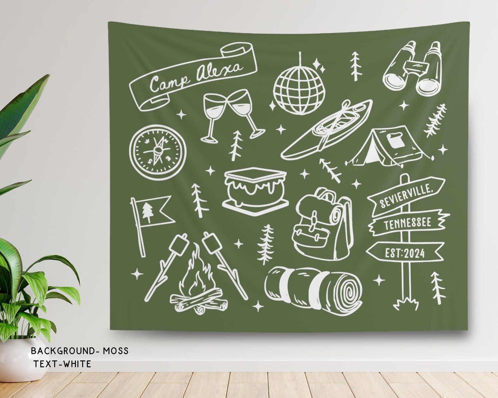 Personalized Camping Bachelorette Wedding Backdrop Tapestry, Last Trail ...