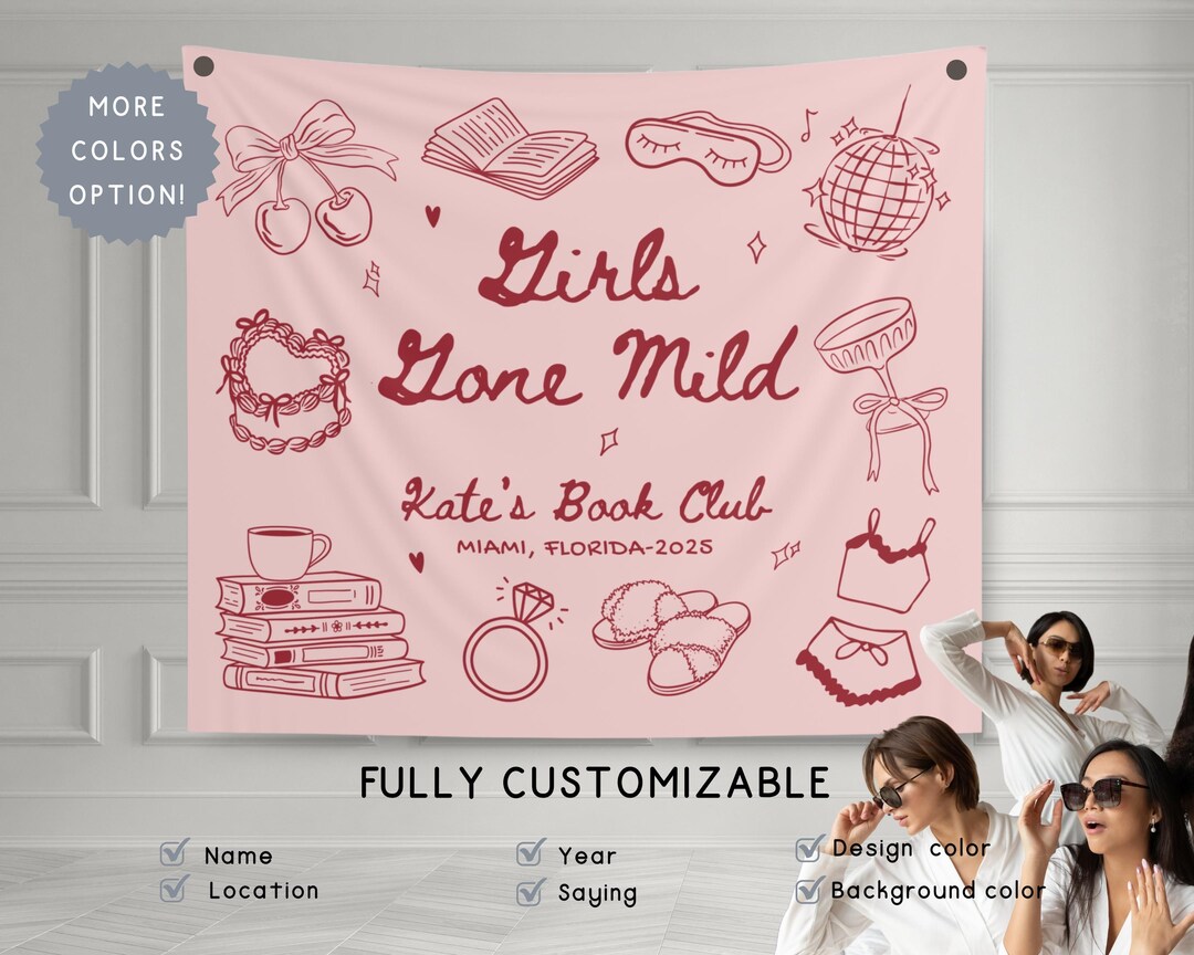 Personalized Girls Gone Mild Banner, Custom Book & Coffee Bachelorette ...
