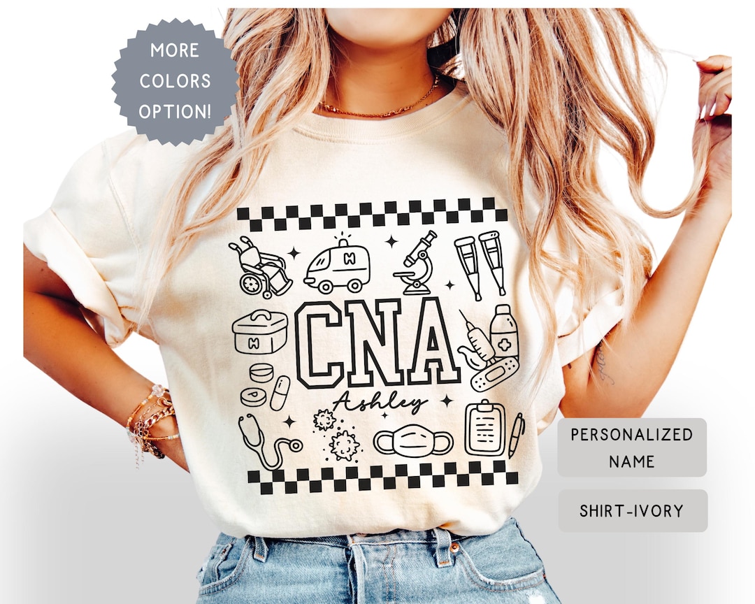Comfort Colors® Personalized Name CNA Nurse T-shirt, Retro Certified ...