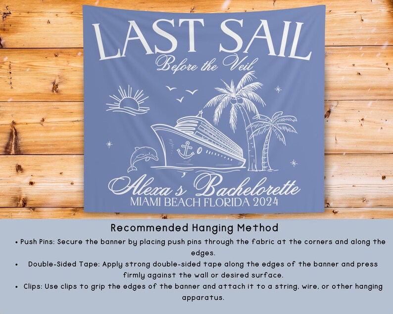 Custom Tapestry Last Sail Before the Veil Bachelorette Banner, Coastal ...