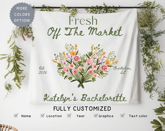 She's off the Market Painted Banner, Farmers Market Bridal Shower, She ...