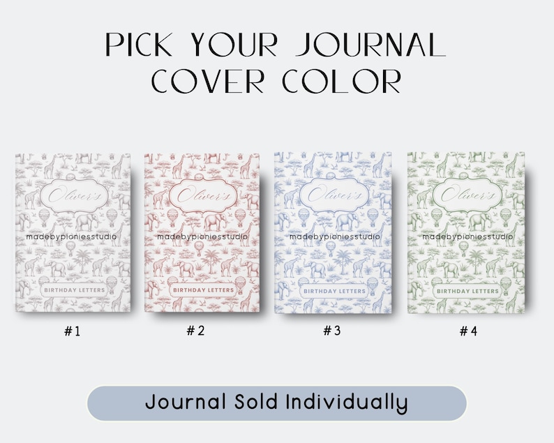 Personalized Blue Safari Theme Birthday Letters Hard Cover Journal ...