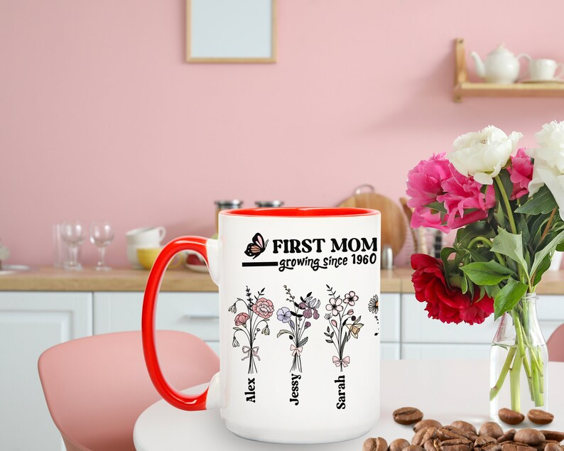 Custom Birth Flower Grandma's Garden Bouquet, Grandma Mug With ...