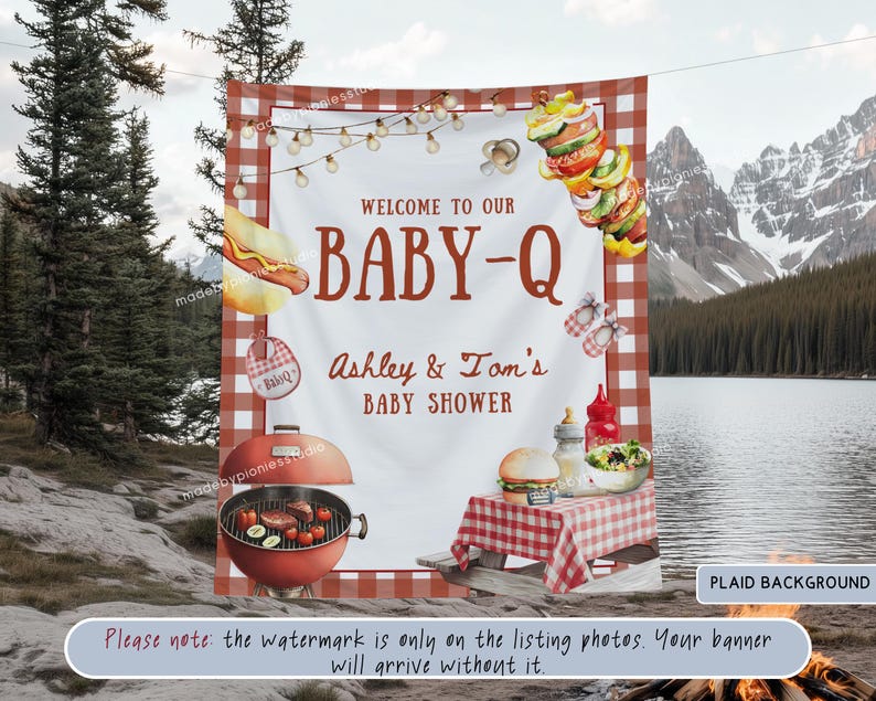 Personalized Baby-q Baby Shower Banner, Custom BBQ Grill Baby Sprinkle ...