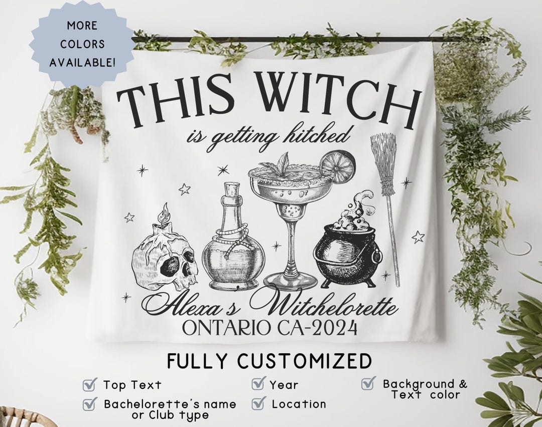 Custom Witchy Bride Halloween Wedding Hanging Backdrop Tapestry, Gothic ...