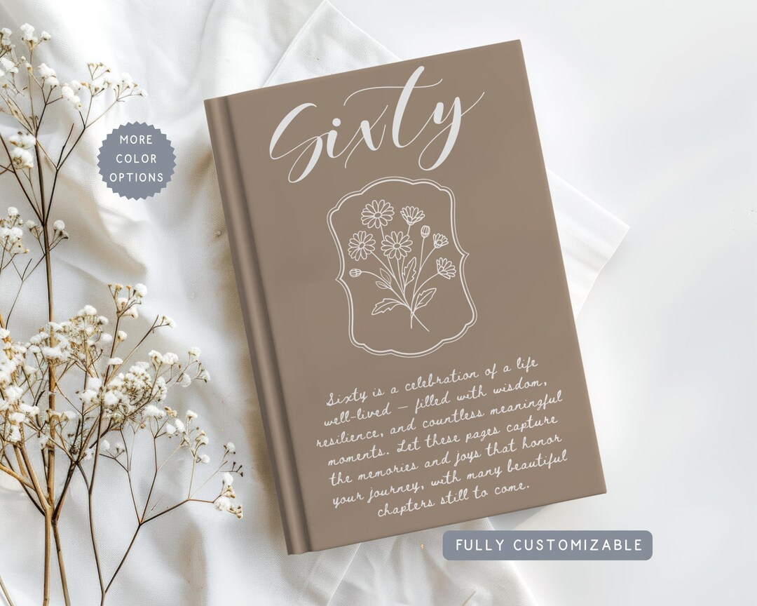 Custom Birth Flower 60th Birthday Journal, Personalized Name Chapter 60 ...