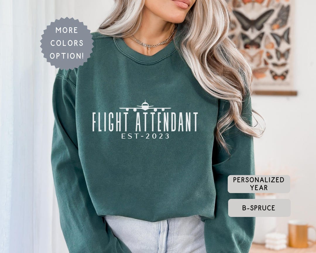 Comfort Colors® Personalized EST Flight Attendant Sweatshirt, Flight ...