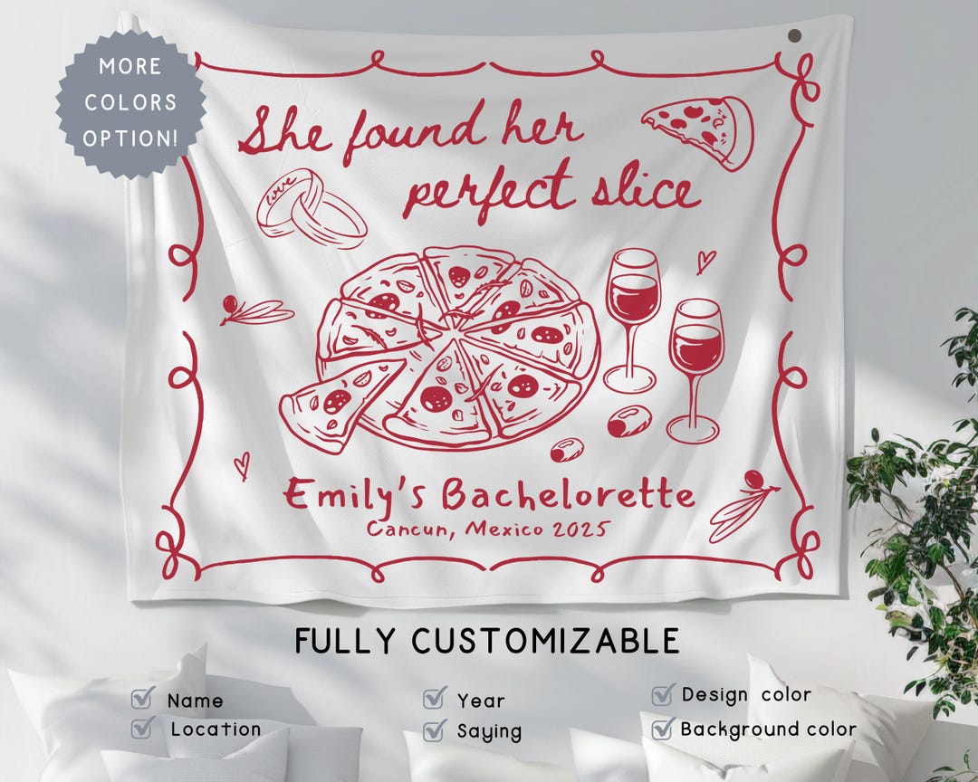 Custom Coquette Pizza Bachelorette Banner Sign, Personalized Italian ...