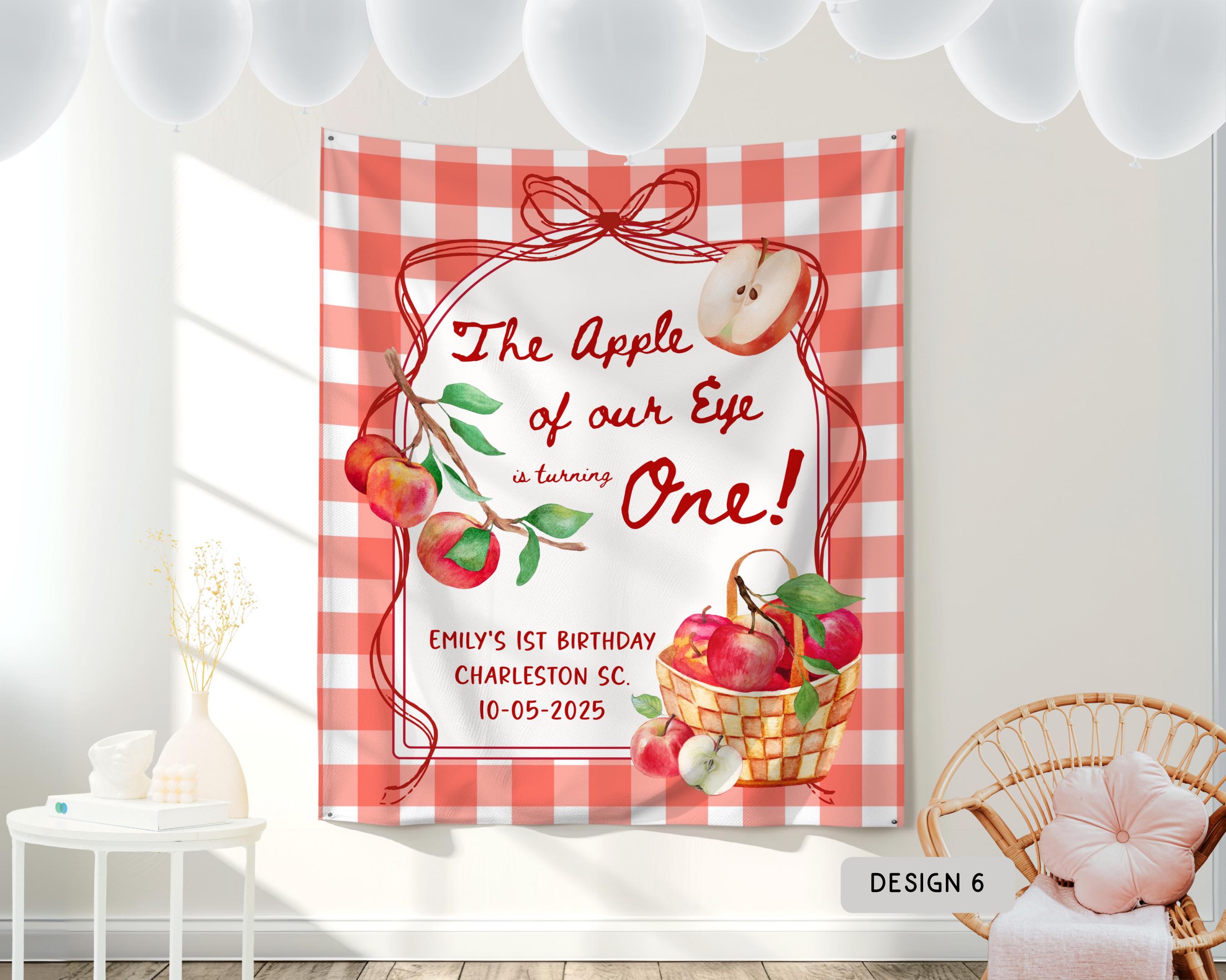 Personalized the Apple of Our Eyes First Birthday Banner Sign, Custom ...