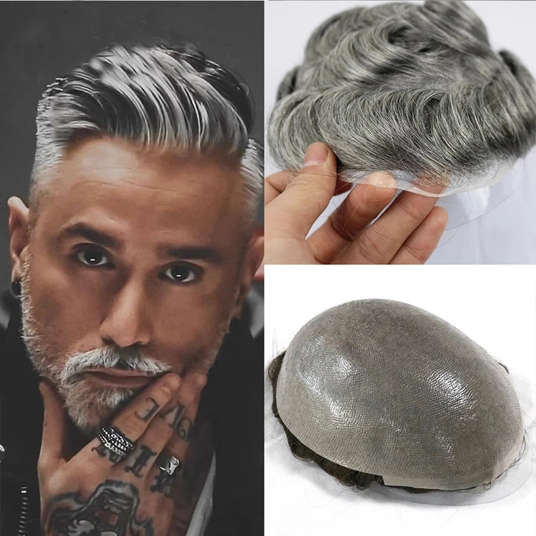 Toupee Grey Toupee Hair Premium Quality: Three Shades. Hair Replacement ...