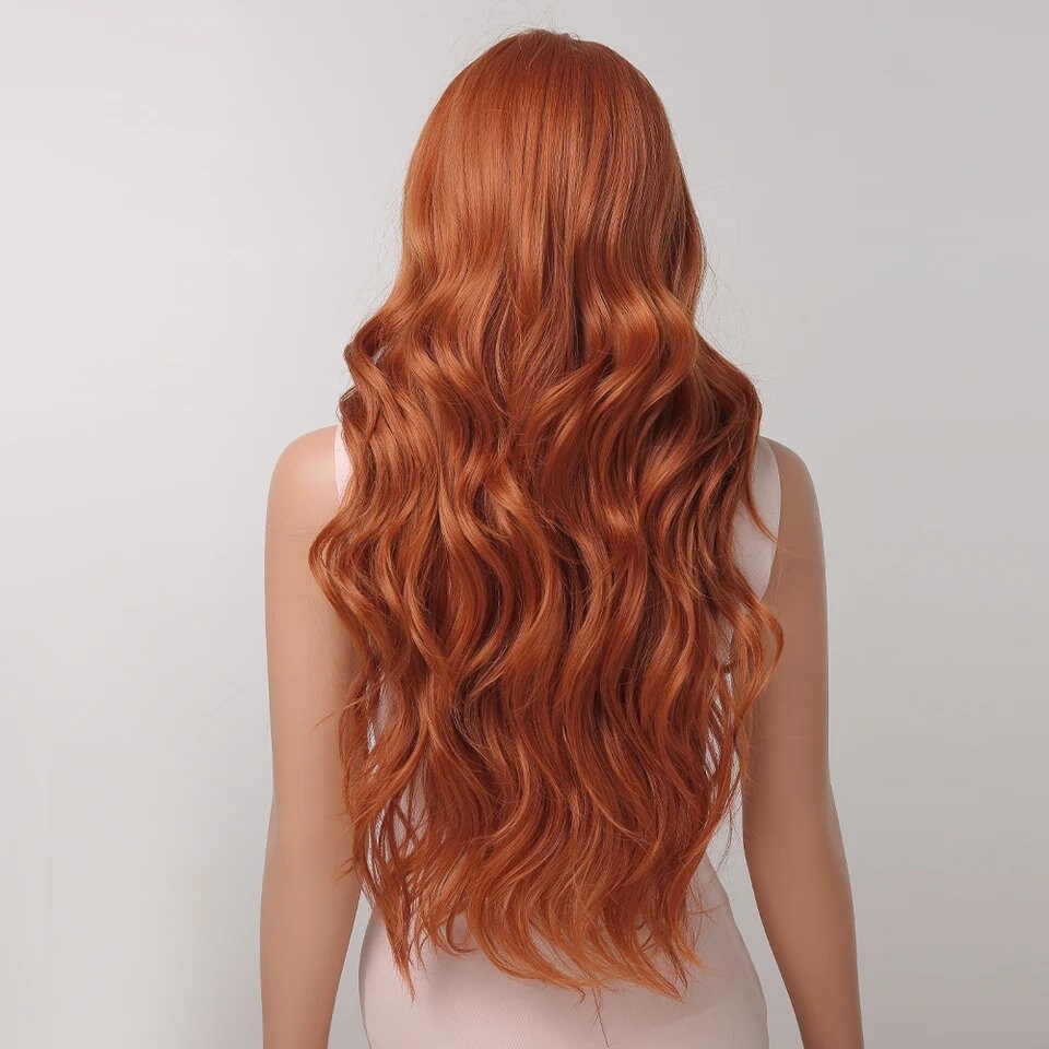 Long Curly Copper/ Ginger Wig. Beautiful Long Copper/ Ginger Wig. Wigs for Women. Party Wig ...