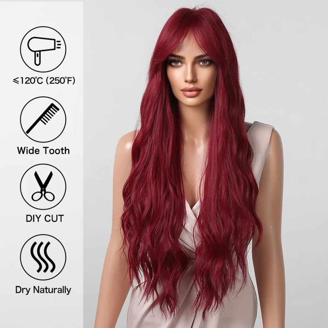 Long Curly Red Wig. Beautiful Long Red Wig. Wigs for Women. Party Wig ...