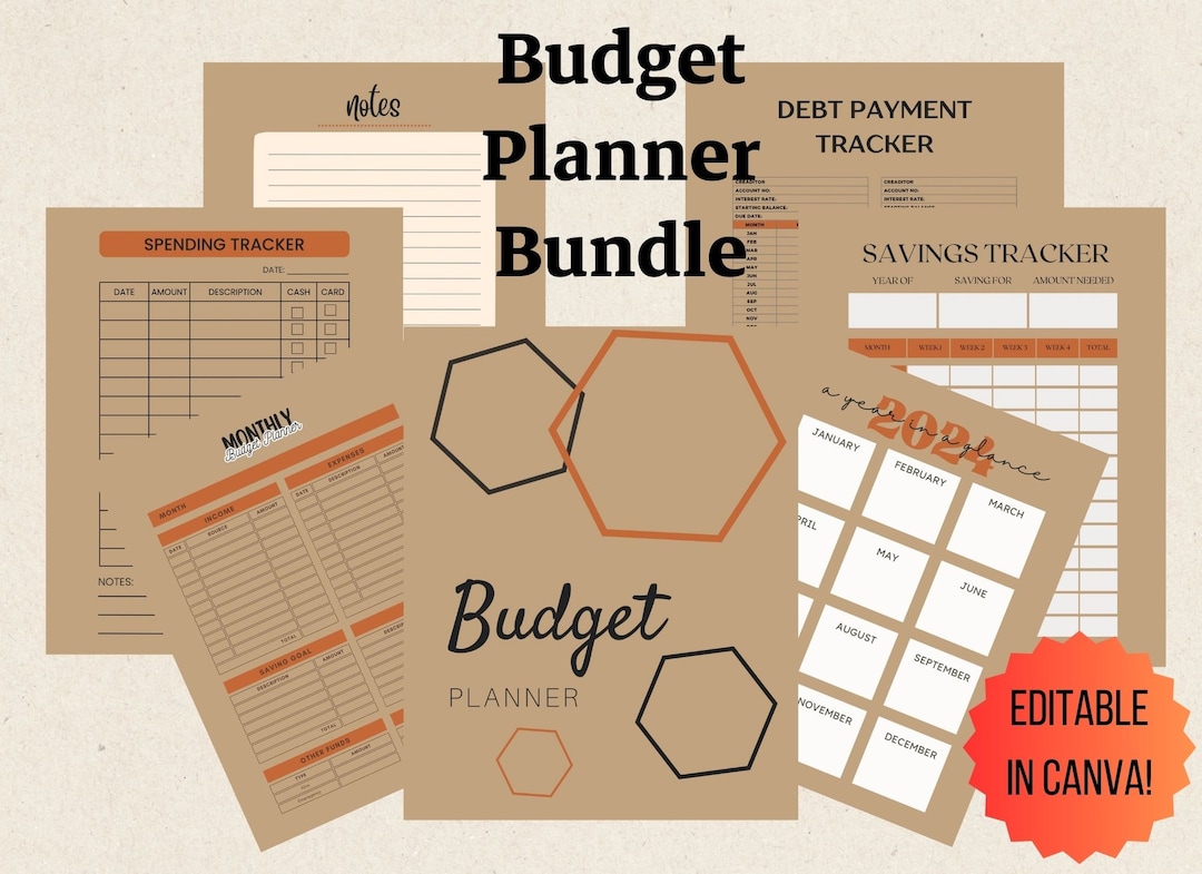 Editable Budget Planner Bundle, Printable Finance Organizer, Debt ...