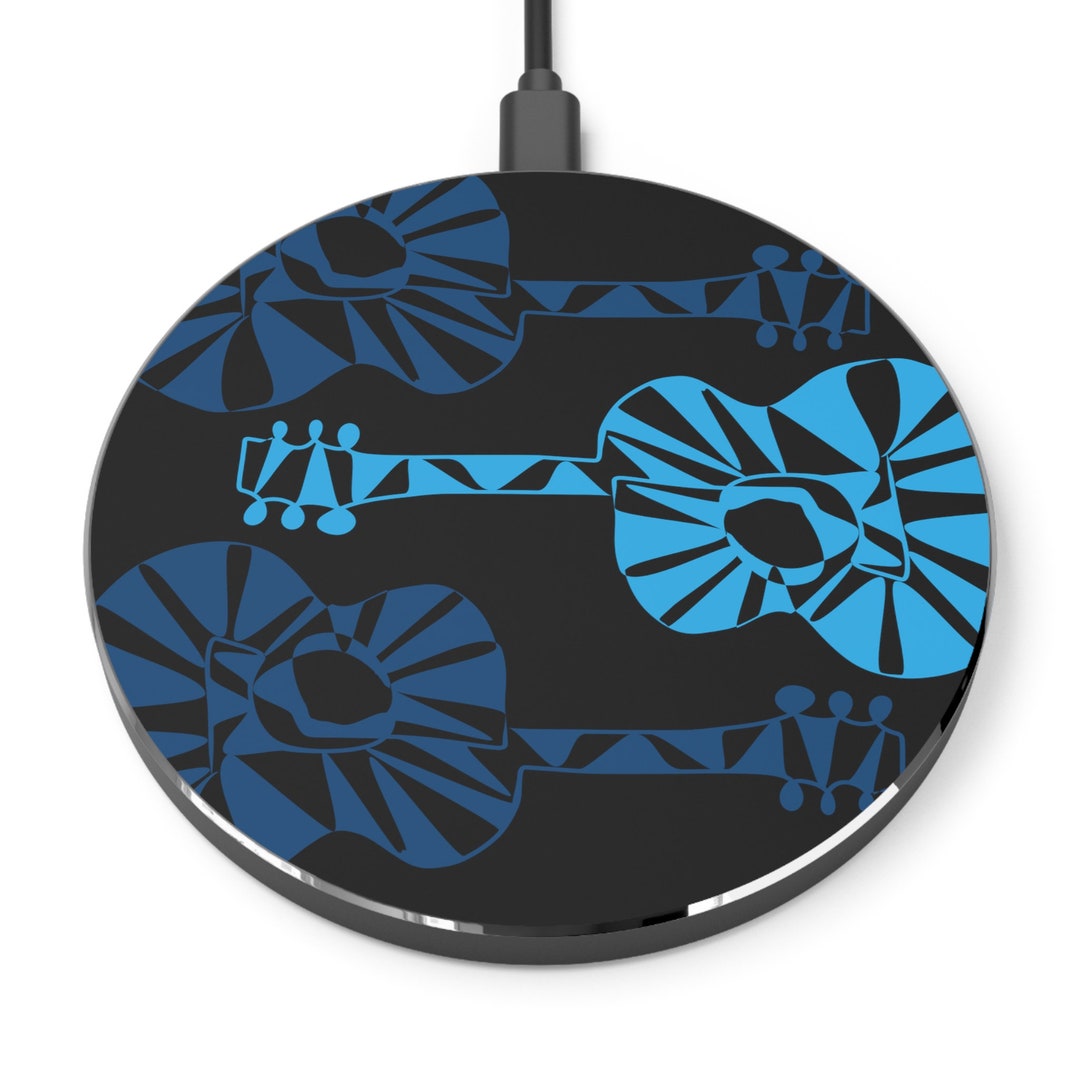 Three Guitar Wireless Charger Blue, Guitar Themed Gifts, Wireless ...