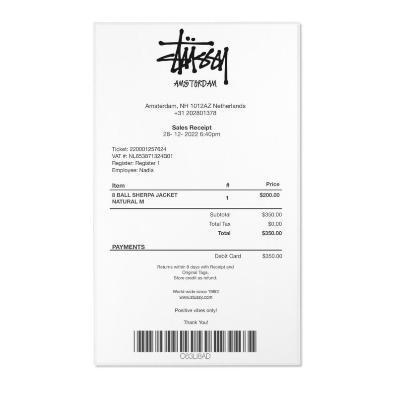 Stussy Receipt Rug, Modern Area Rug, Skate Decor Rug, Rug for Bedroom ...