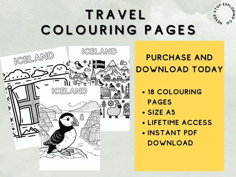 Printable Iceland Colouring Pages for Kids. Colouring Book. Kids Travel ...