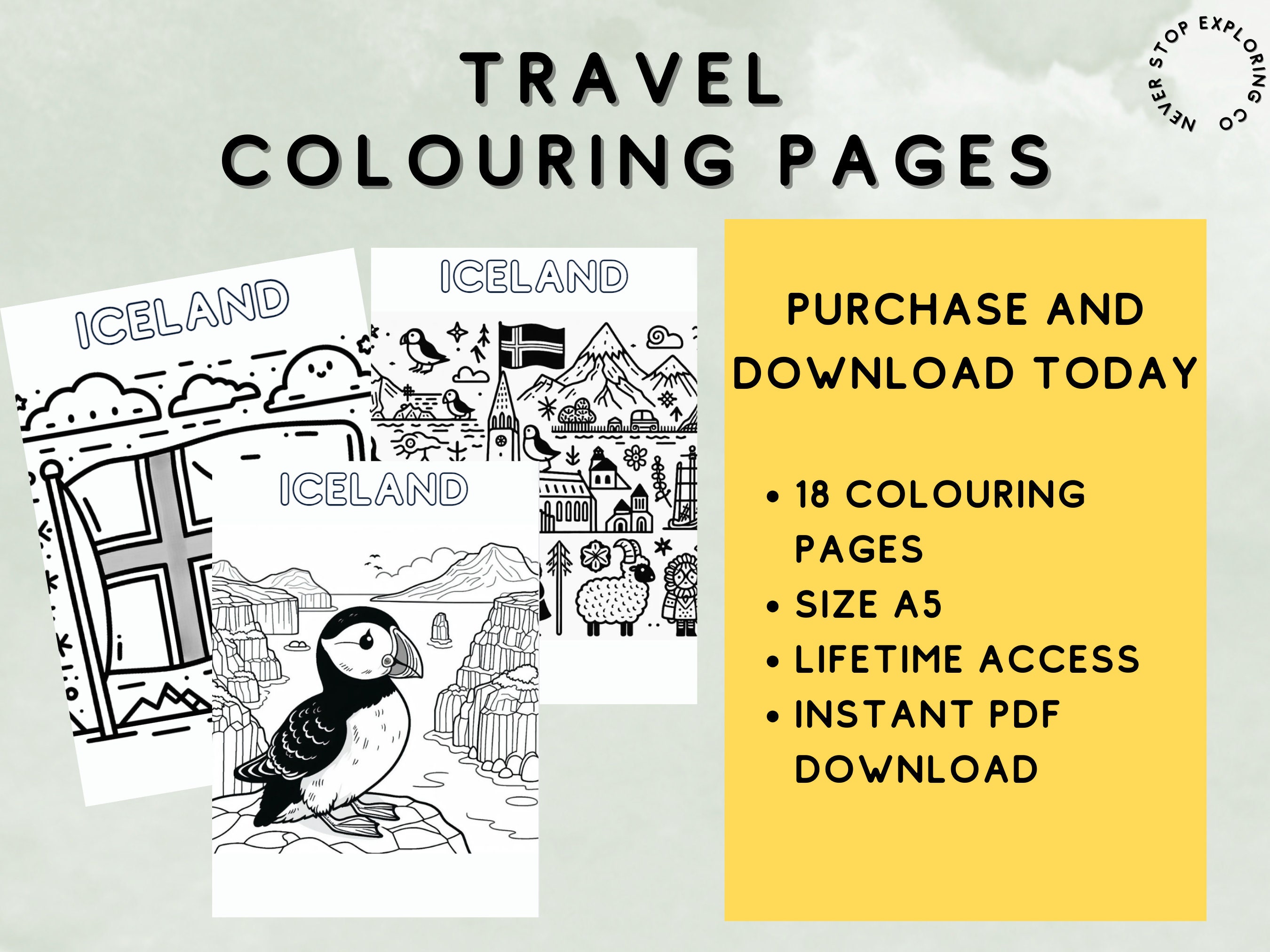 Printable Iceland Colouring Pages for Kids. Colouring Book. Kids Travel ...