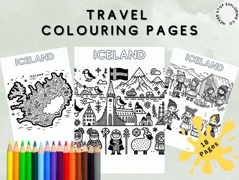 Printable Iceland Colouring Pages for Kids. Colouring Book. Kids Travel ...