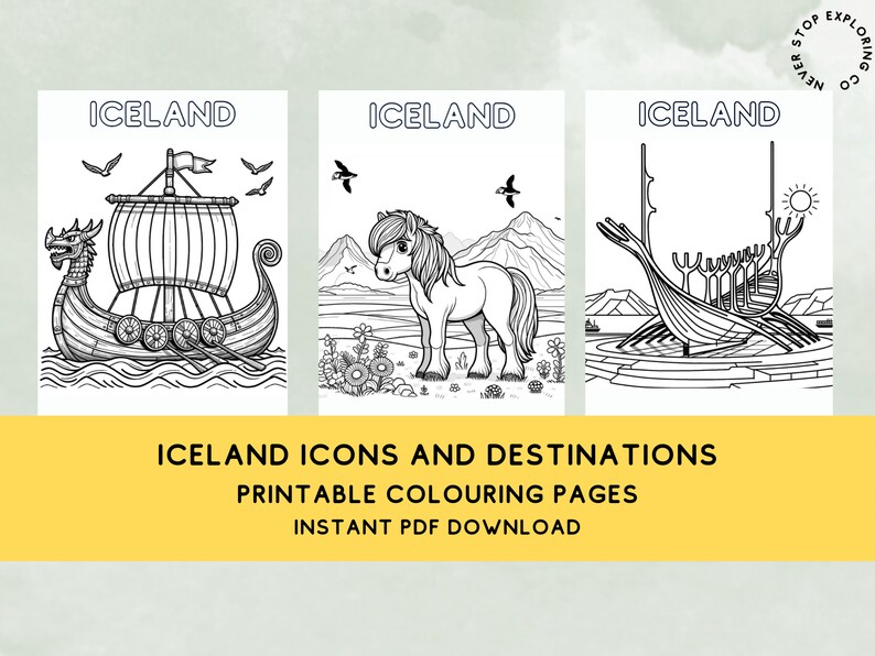 Printable Iceland Colouring Pages for Kids. Colouring Book. Kids Travel ...