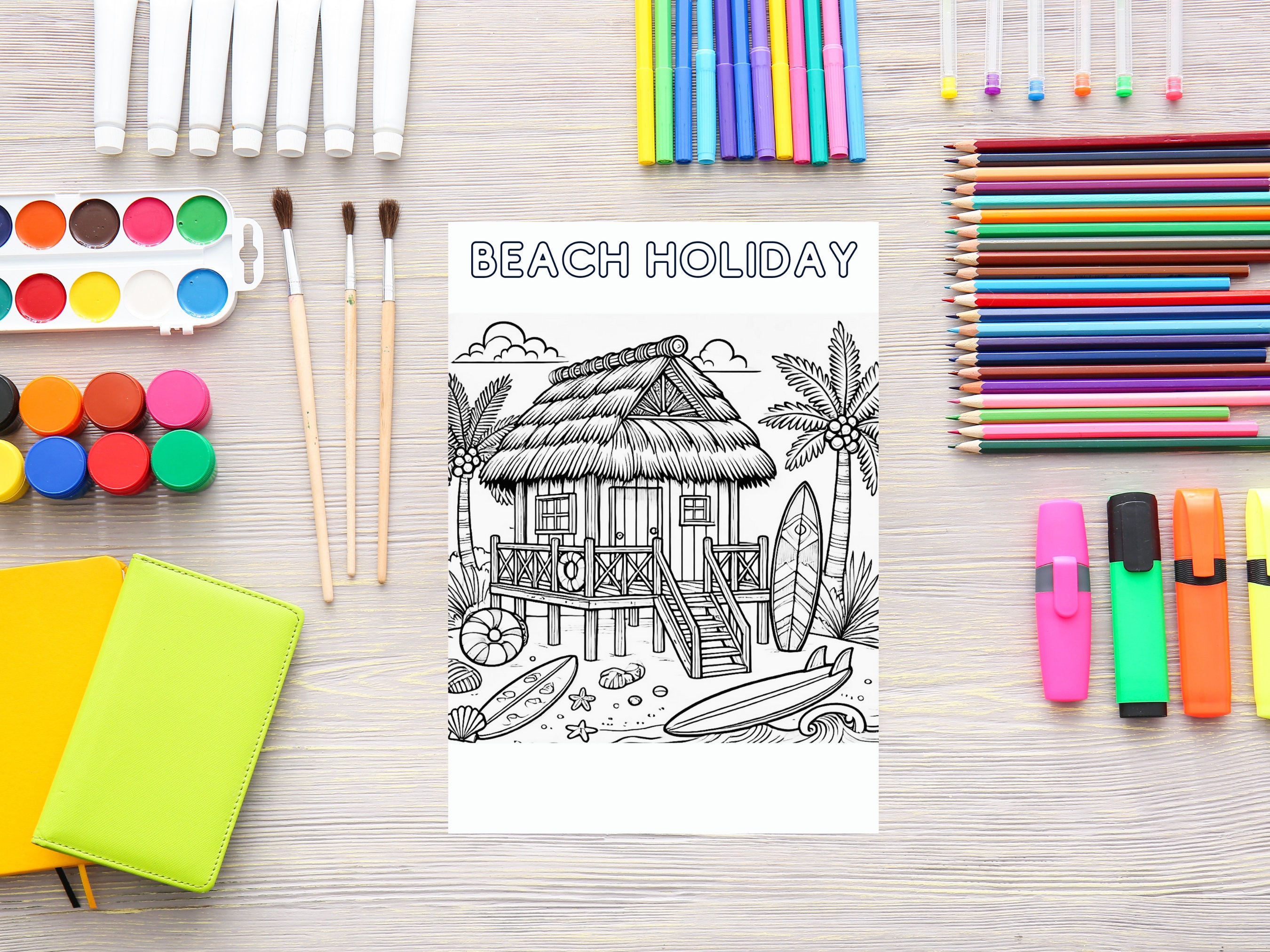 Beach Holiday Printable Colouring Pages - 18 Digital Download Pages ...