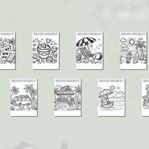 Beach Holiday Printable Colouring Pages - 18 Digital Download Pages ...
