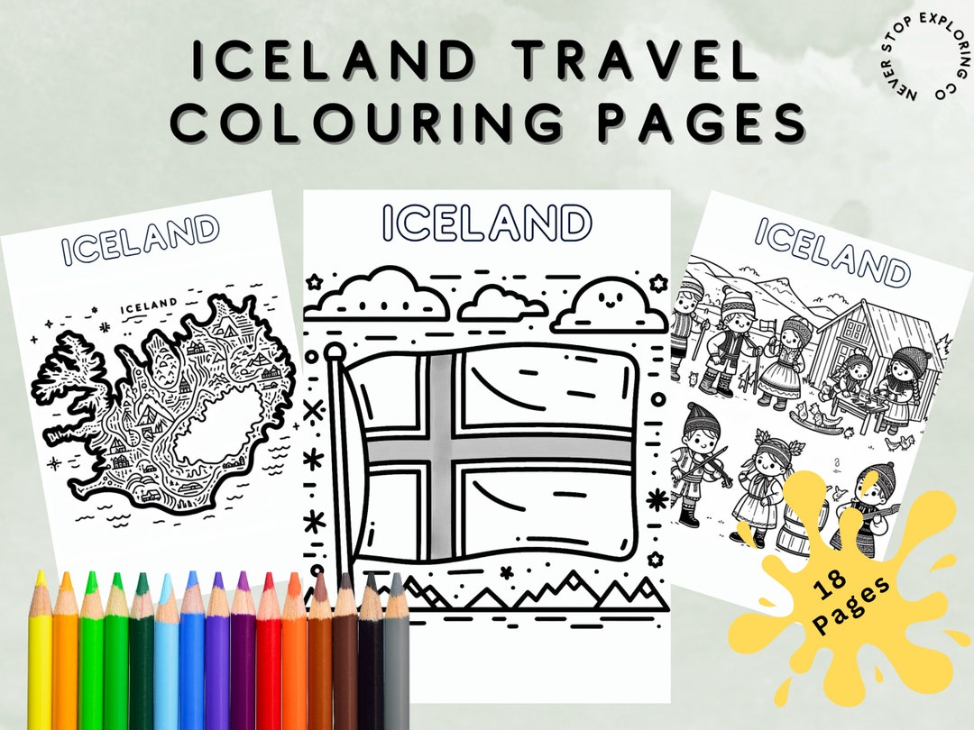 Printable Iceland Colouring Pages for Kids. Colouring Book. Kids Travel ...