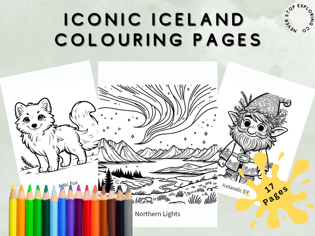 Iconic Iceland Kids Printable Colouring Pages. Colouring Book. Kids ...