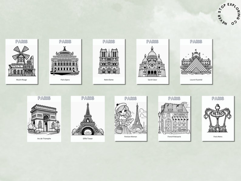 Paris Printable Colouring Pages for Kids. Colouring Book. Kids Travel ...