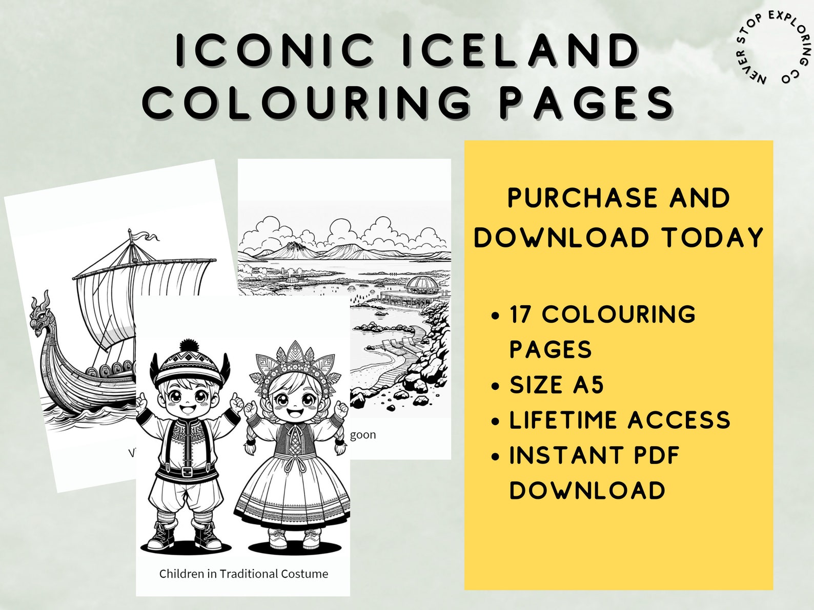 Iconic Iceland Kids Printable Colouring Pages. Colouring Book. Kids ...