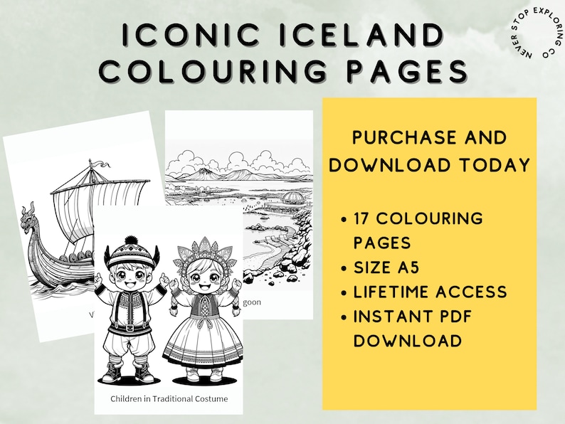 Iconic Iceland Kids Printable Colouring Pages. Colouring Book. Kids ...