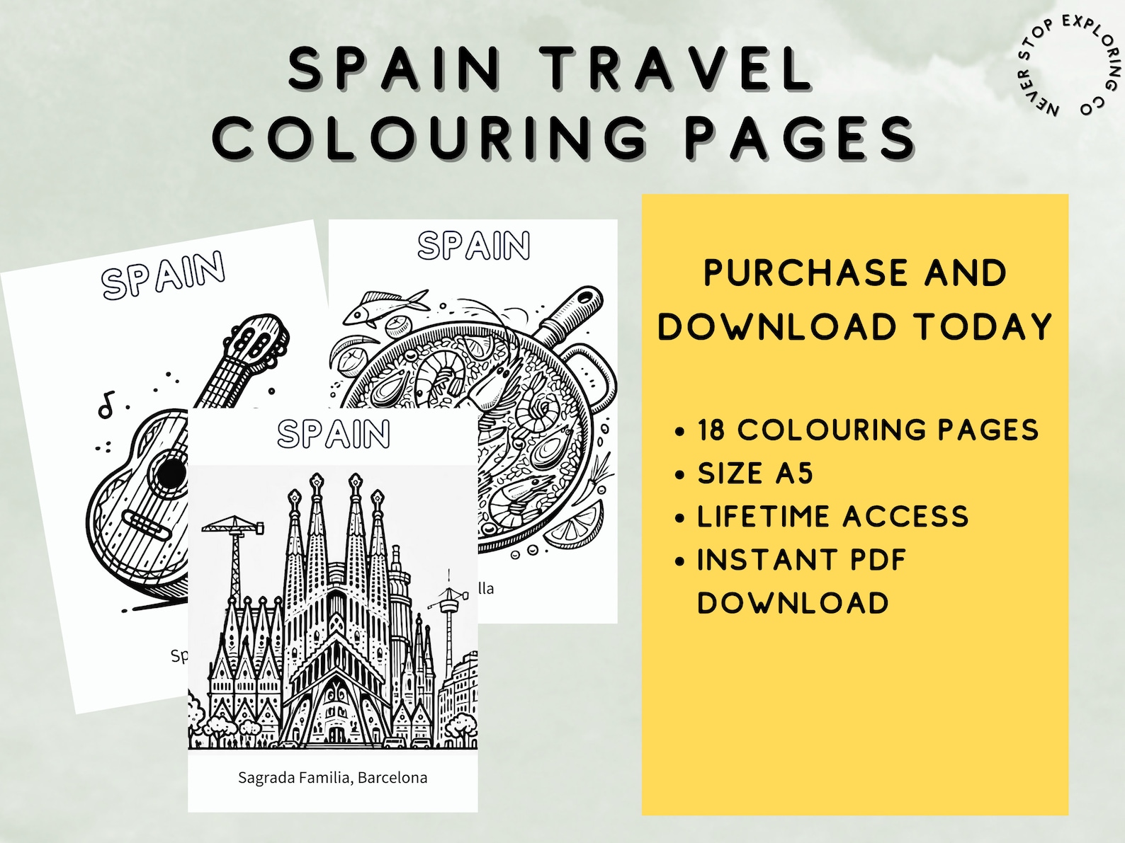 Spain Travel Printable Colouring Pages for Kids. Colouring Book. Kids ...
