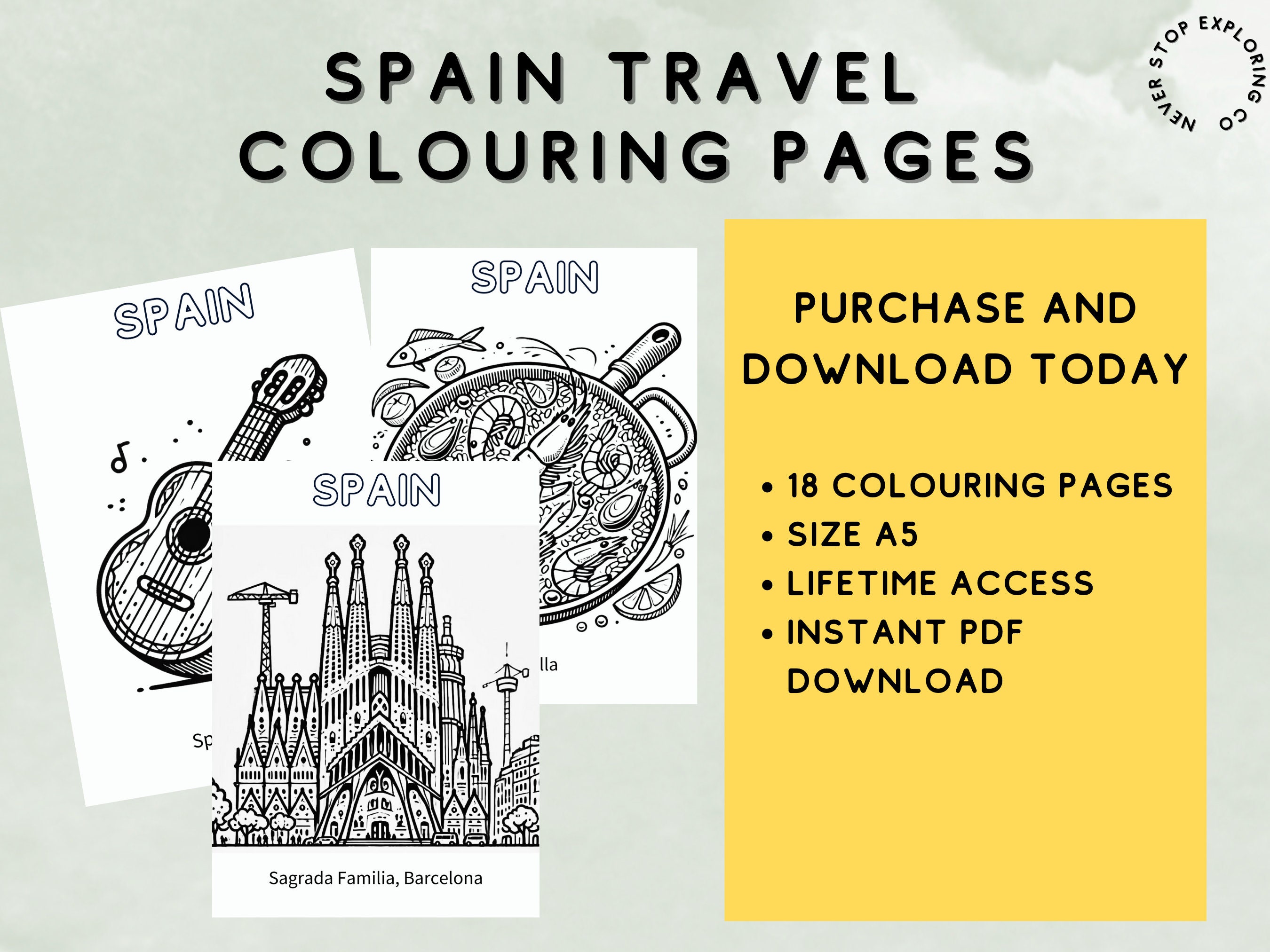 Spain Travel Printable Colouring Pages for Kids. Colouring Book. Kids ...