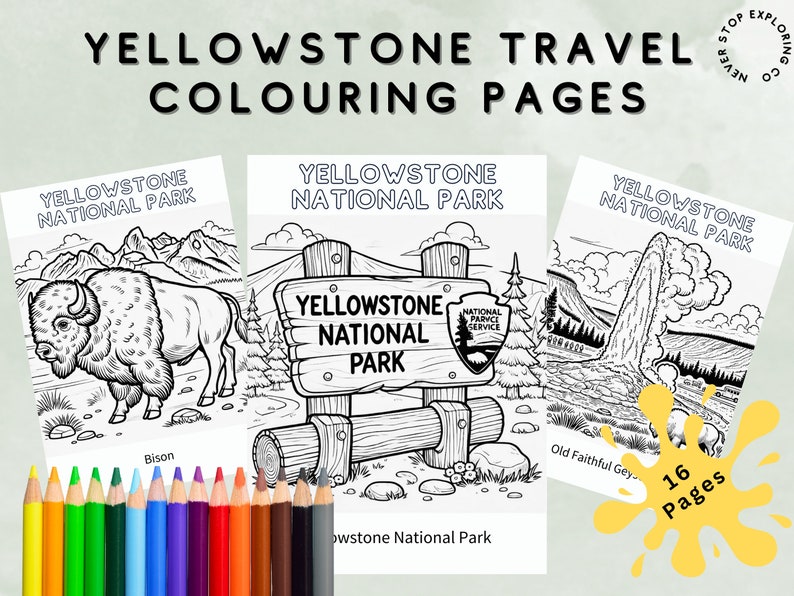 Yellowstone National Park Printable Colouring Pages for Kids. Colouring ...