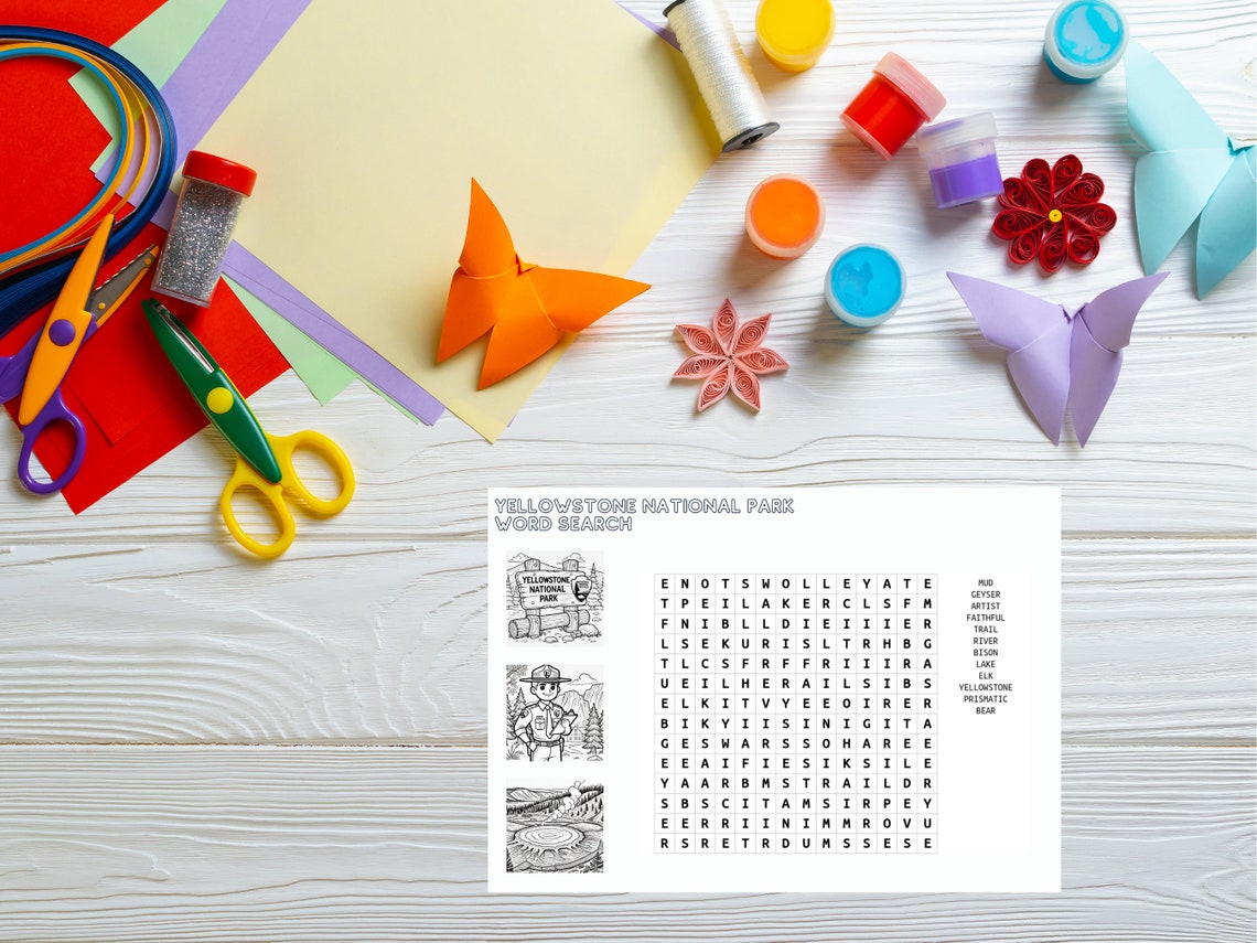 Yellowstone National Park Word Search Puzzles for Kids. 4 Printable ...