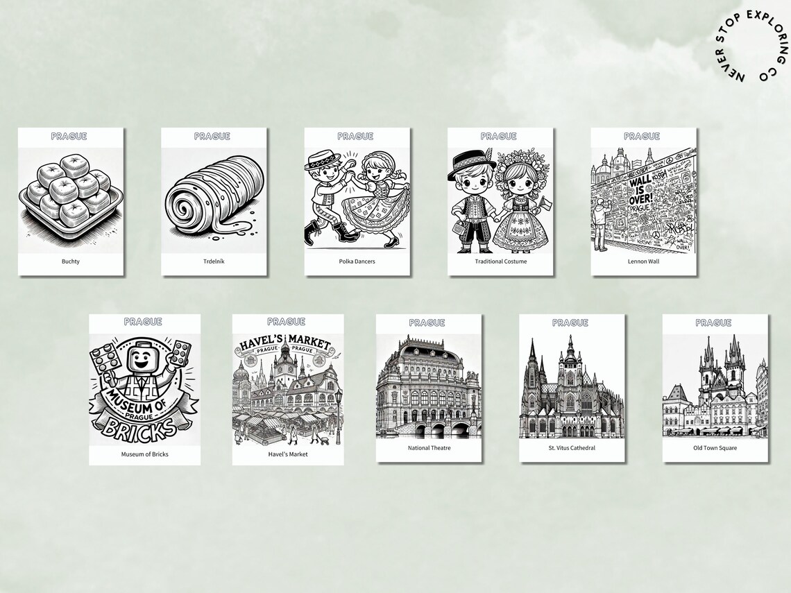 Prague Travel Children Printable Colouring Pages. Fun & Educational ...