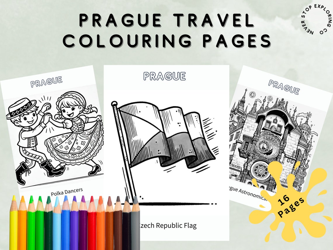 Prague Travel Children Printable Colouring Pages. Fun & Educational ...