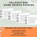 Yellowstone National Park Word Search Puzzles for Kids. 4 Printable ...