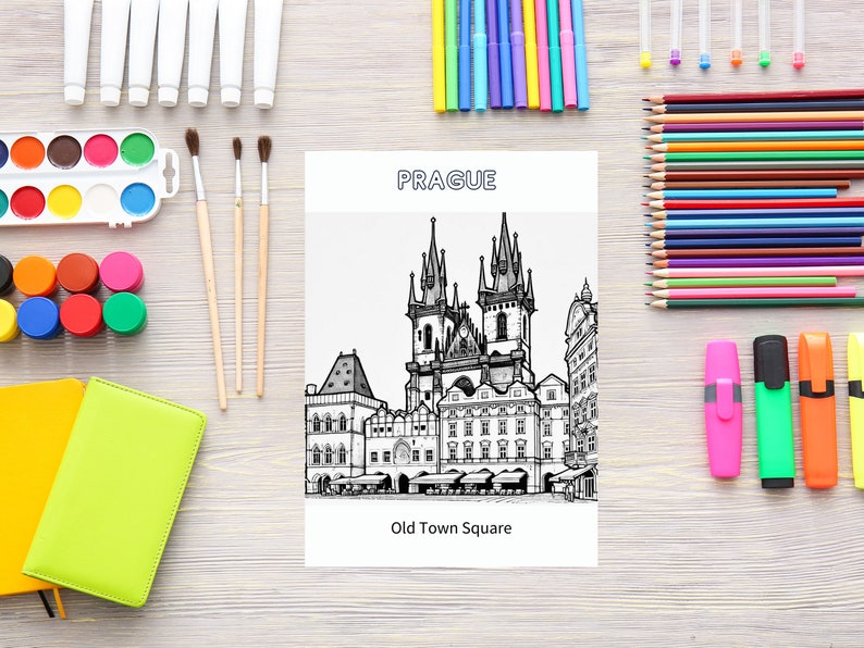 Prague Travel Children Printable Colouring Pages. Fun & Educational ...