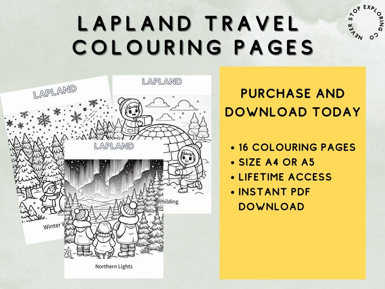 Lapland Colouring Pages for Kids. Printable Kids Travel Activity ...