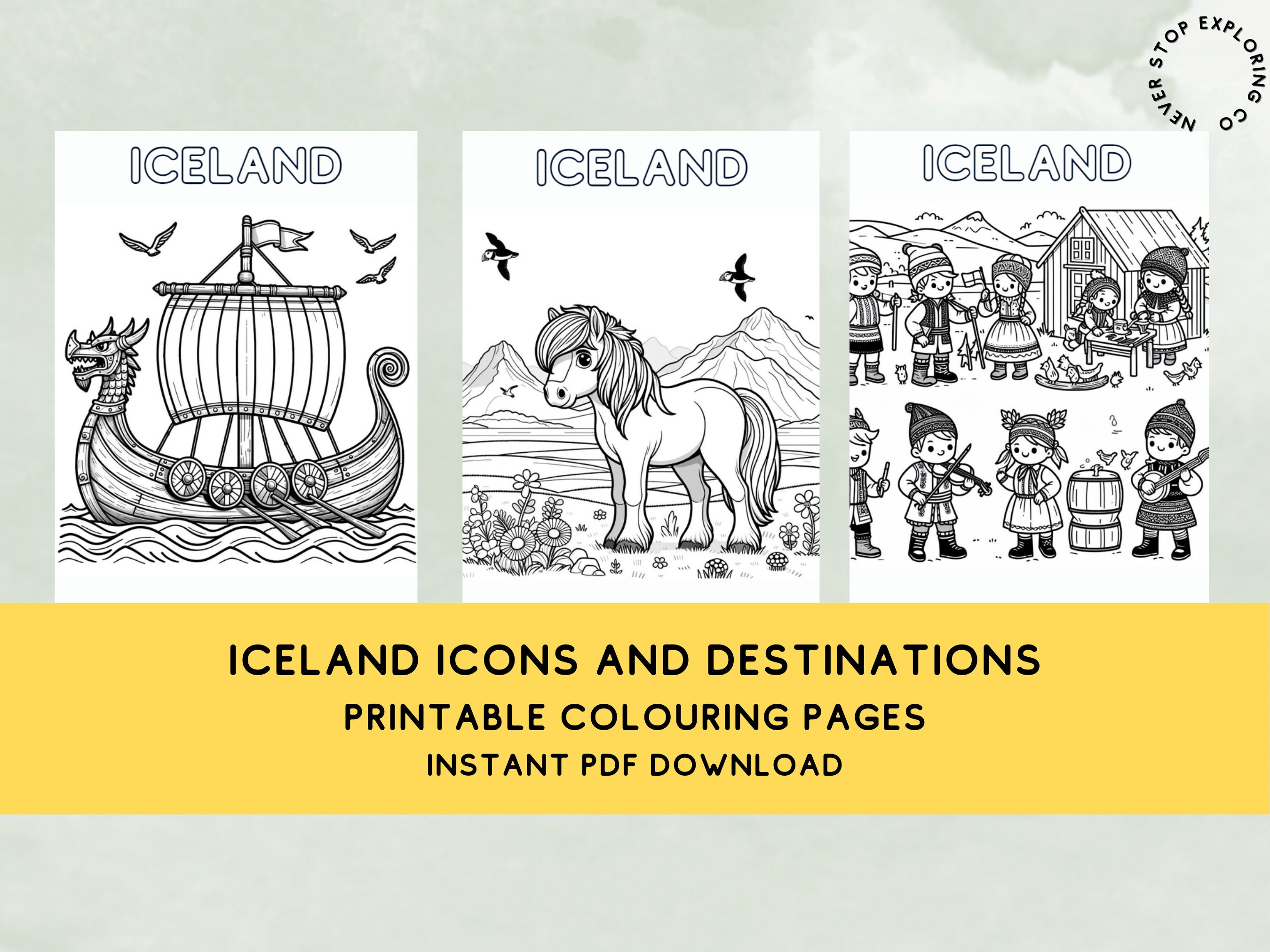 Printable Iceland Colouring Pages for Kids. Colouring Book. Kids Travel ...