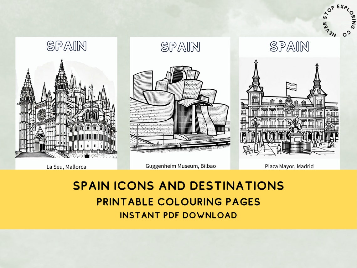 Spain Travel Printable Colouring Pages for Kids. Colouring Book. Kids ...
