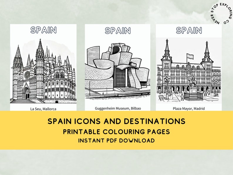 Spain Travel Printable Colouring Pages for Kids. Colouring Book. Kids ...