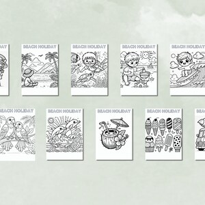 Beach Holiday Printable Colouring Pages - 18 Digital Download Pages ...